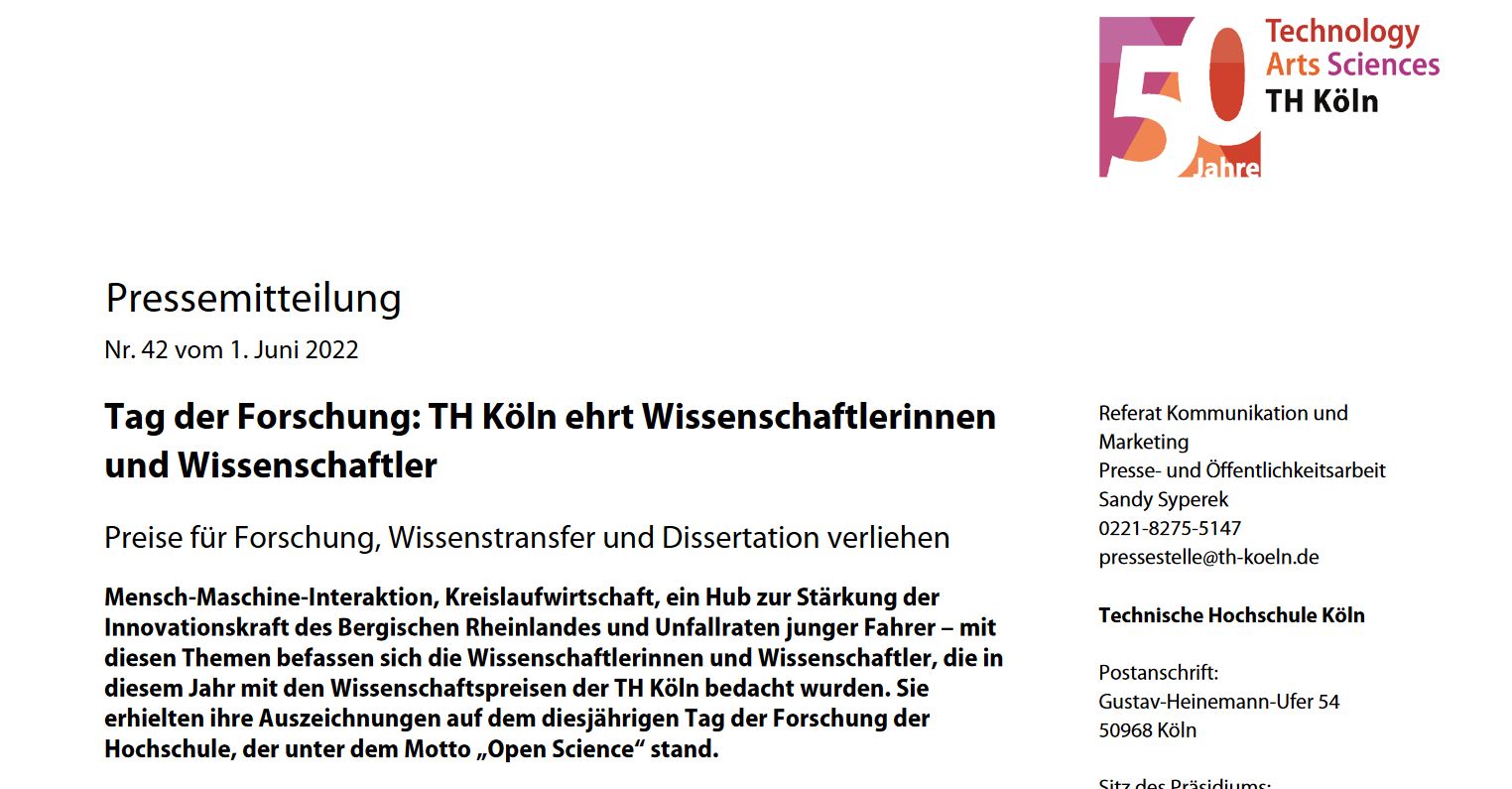 Prof. Jelali zum Transferpreis der TH Köln 2022 nominiert! - CAISA